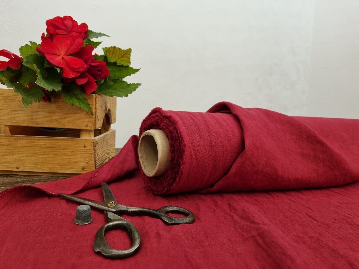 Vīna sarkans 140 g/m² - Plāns mīkstināts lina audums - Veikals - Lina ...