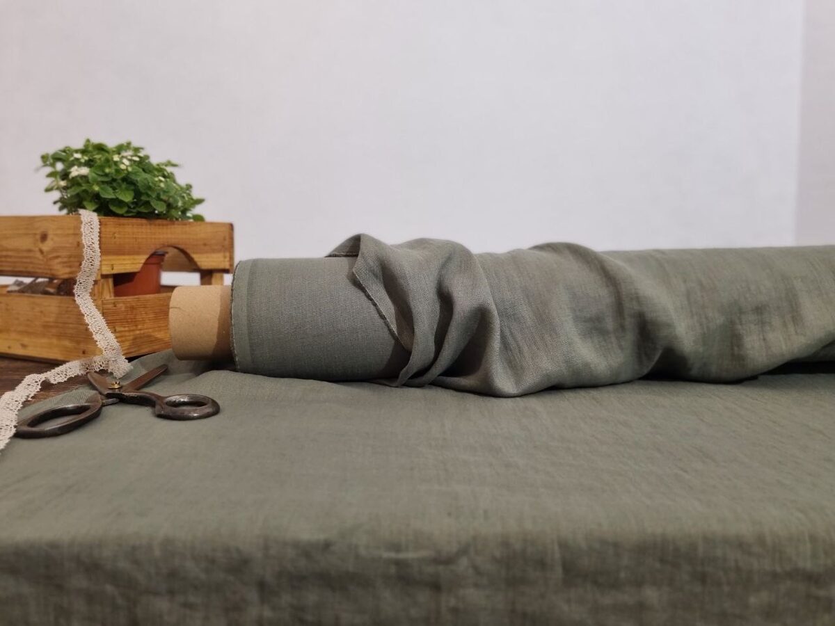 Salvijas zaļš 140 g/m² - Plāns mīkstināts lina audums - Veikals - Lina ...